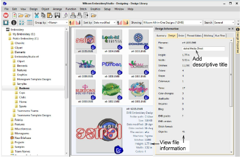 Viewing & managing design information | Better Wilcom Docs Site