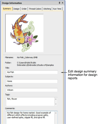Design information > Summary | Better Wilcom Docs Site