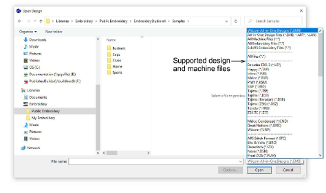 Open designs | Better Wilcom Docs Site