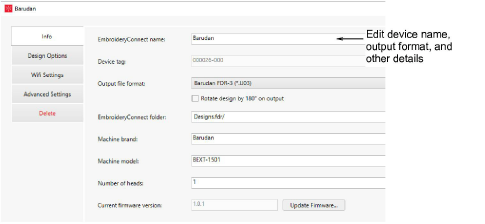 Basic device settings | Better Wilcom Docs Site